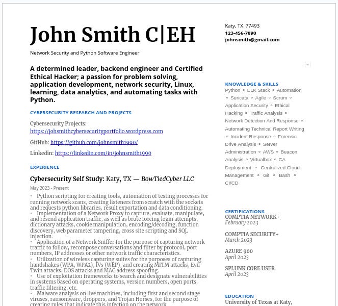 Killer Cyber Resume Part II - by BowTiedCyber