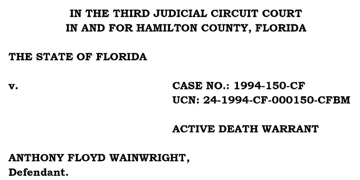 WAINWRIGHT WARRANT: Circuit court litigation update