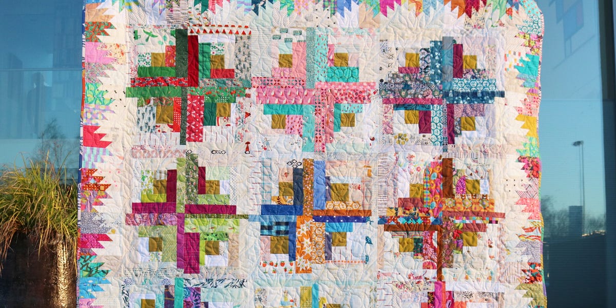 Scrap Cabin - by Rachel Hauser - stitched in color