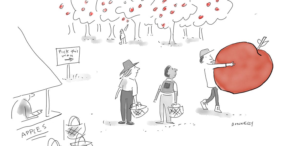 Silly Apple Cartoon Saturday - by Liza Donnelly