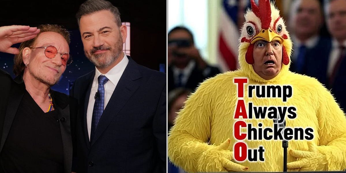 TACO Trump got “punched in the face” by Jimmy Kimmel, Bono, Russian TV ...