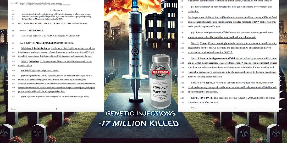 BREAKING — Minnesota Files Bill HF3219 to Designate mRNA Injections as ...