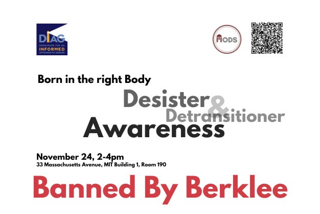 MA Event - Desister & Detransitioner Awareness Presentation at MIT