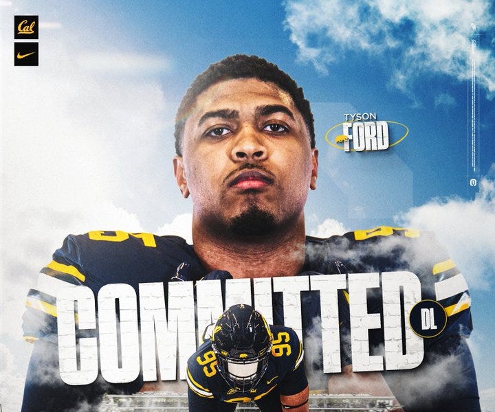 Cal football lands Notre Dame DL Tyson Ford in the transfer portal