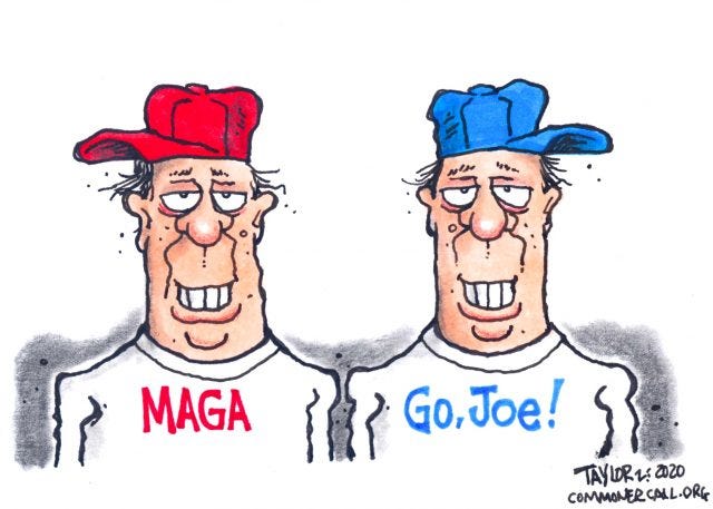 TWO CARTOONS: The Democrats' Blue MAGA And Rise Of The American Hive Mind