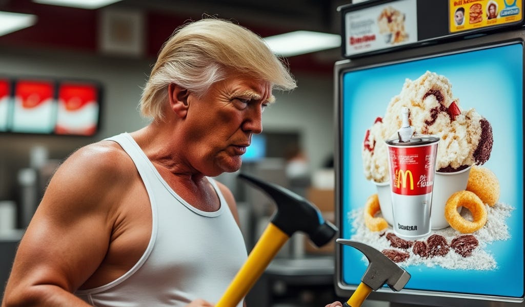 Donald Trump Solves McDonald's Ice Cream Machine Crisis on French Fry ...