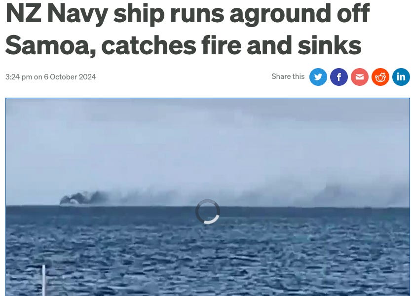 HMNZS Manawanui sinks off coast of Samoa