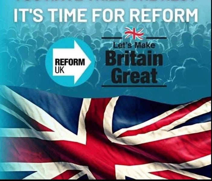 SUPPORT 🇬🇧 ReformUK 🇬🇧, say NO to Labour, Conservatives & LibDem