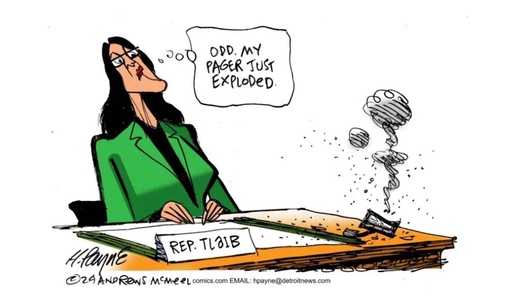 9/24/24 - The performative outrage over a Rashida Tlaib pager cartoon ...