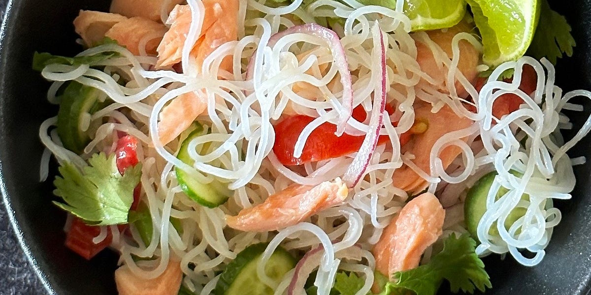 how to make grass noodle salad