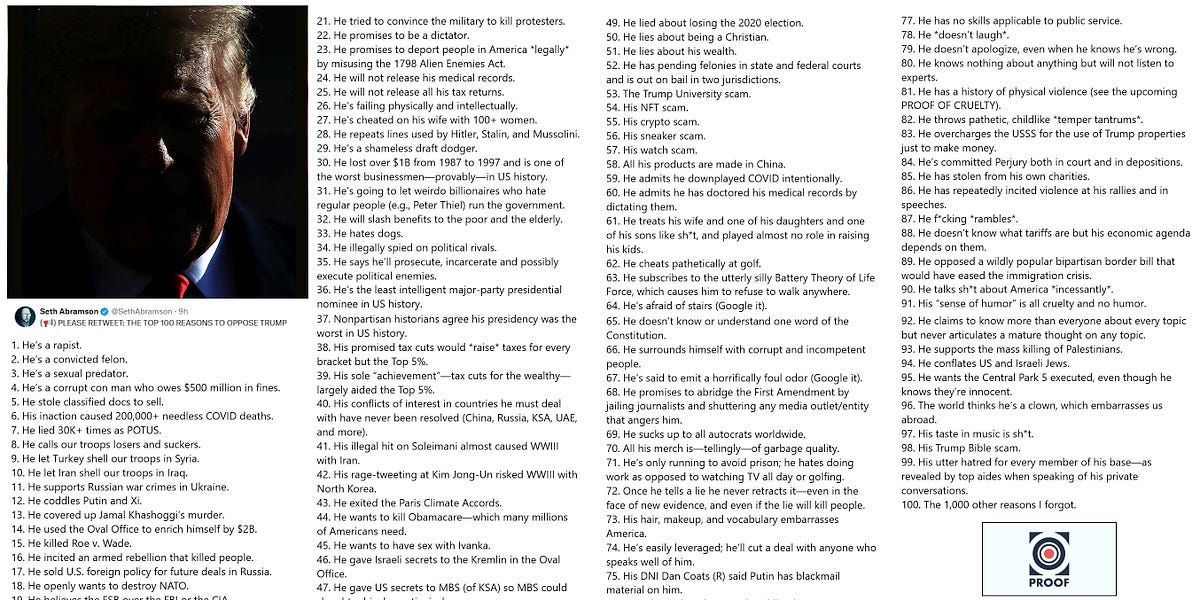 The Meme to End All Memes: The Top 100 Reasons to Oppose Trump—in One Image