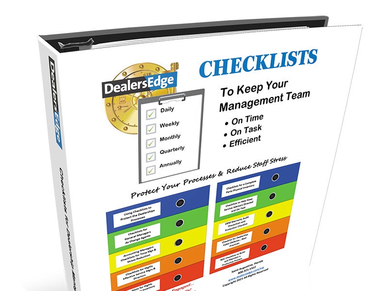 Checklist Guide for Key Dealership Management Positions and Tasks