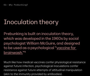 "Prebunking" of "malinformation"