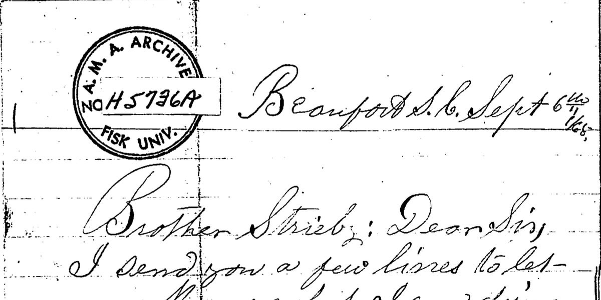 Letter from Jonathan Jasper Wright to Rev. Strieby, September 1865