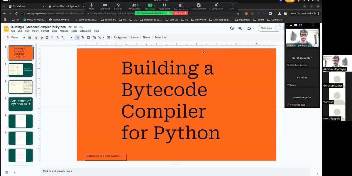 Recording: Live Coding a Bytecode Compiler for Python