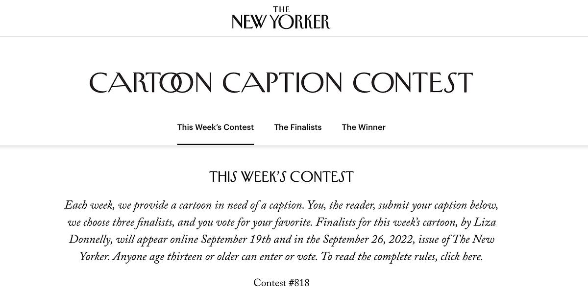 Thoughts On The Cartoon Caption Contest And A Poll!