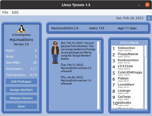Linux Tycoon Classic for Windows & Linux - by Bryan Lunduke