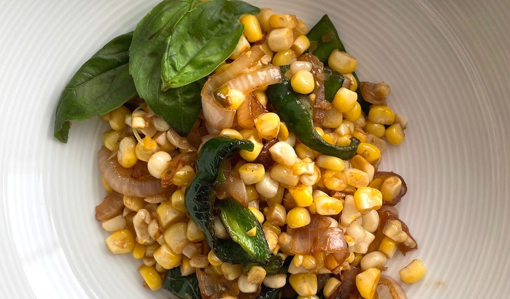 Miso butter corn, Turkish garbanzos - by Joseph Wain