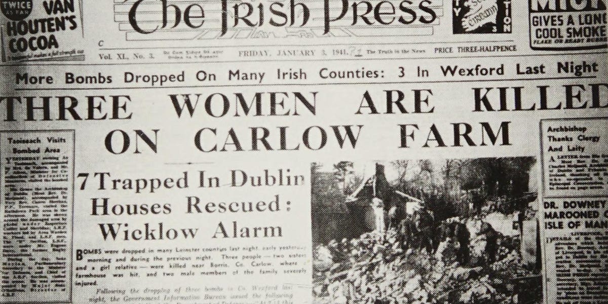 January 2nd 1941 - Luftwaffe attack kills three in Carlow