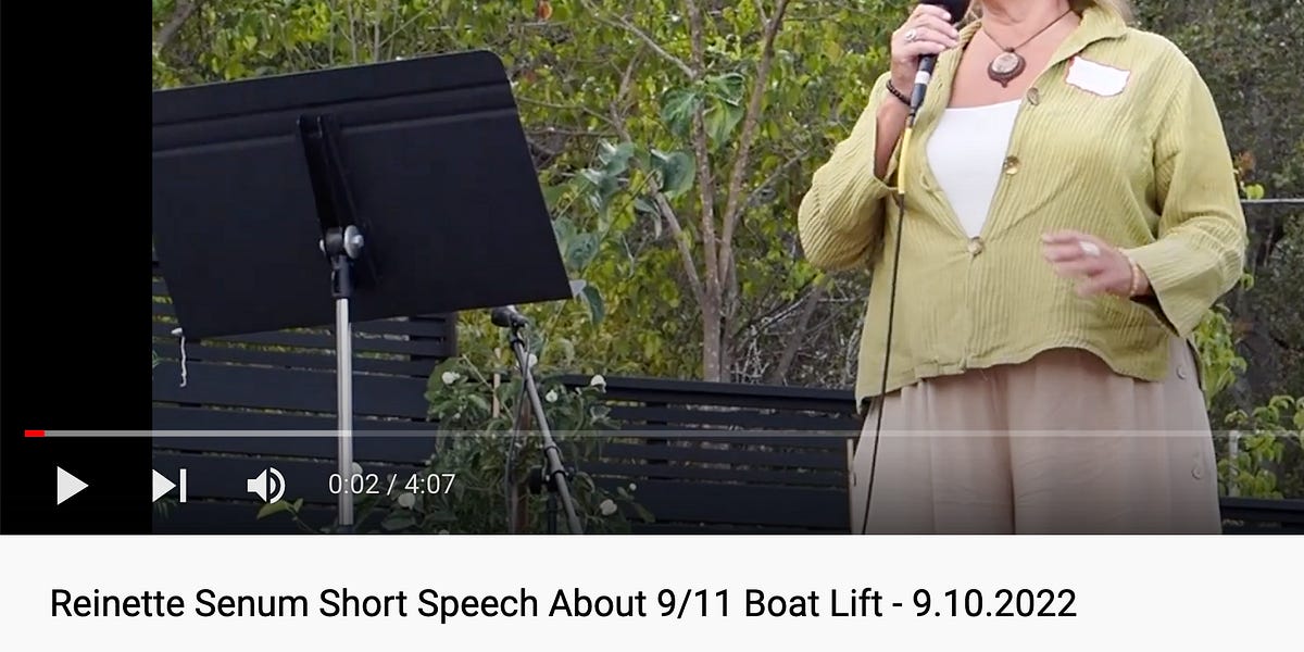 9.11 Reinette Senum's Short Speech about 9/11 Boat Lift