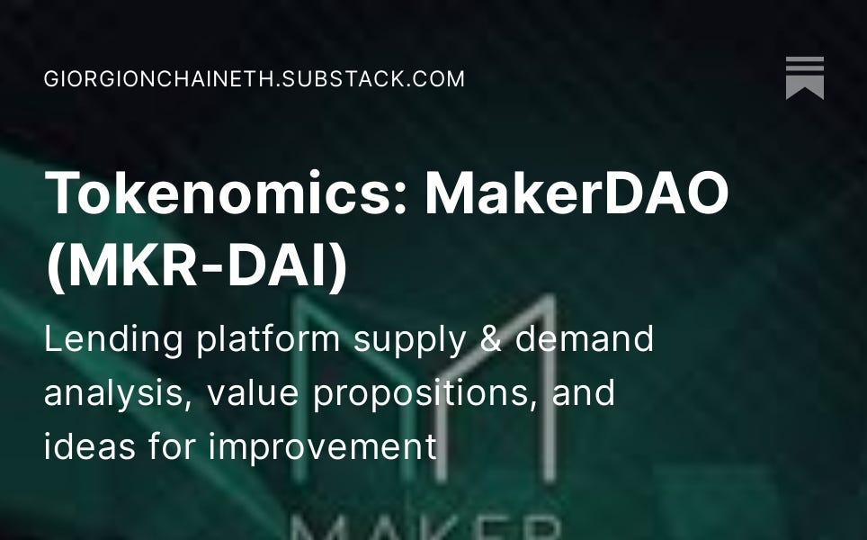 Tokenomics analysis: MakerDAO (MKR-DAI) - by giorgionchain