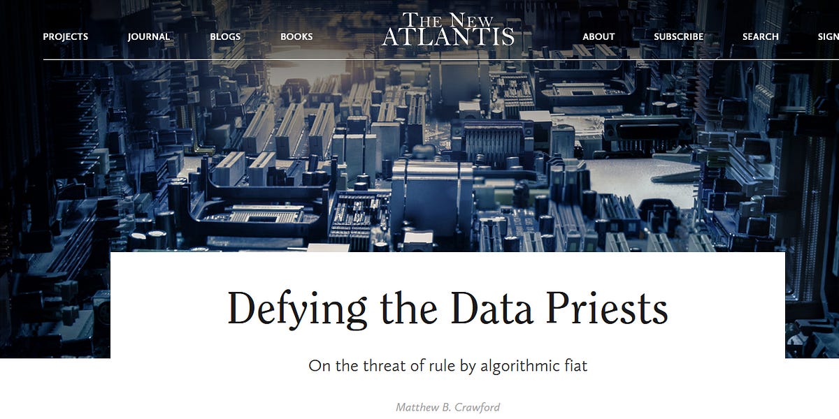 Matthew Crawford Tells Congress to Defy the "Data Priests”