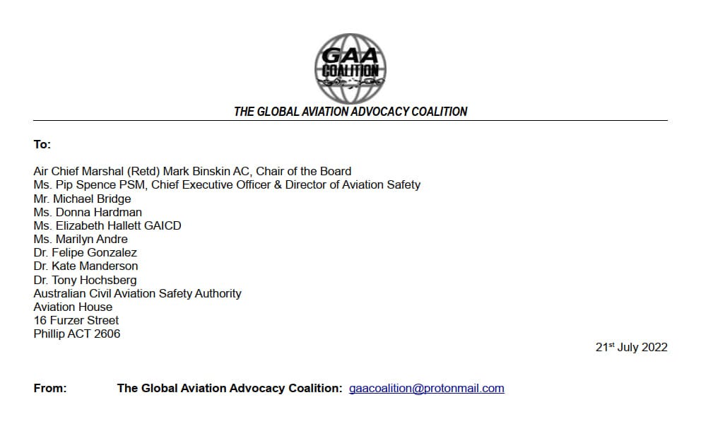 GAAC's Reply to Australia's Civil Aviation Safety Authority