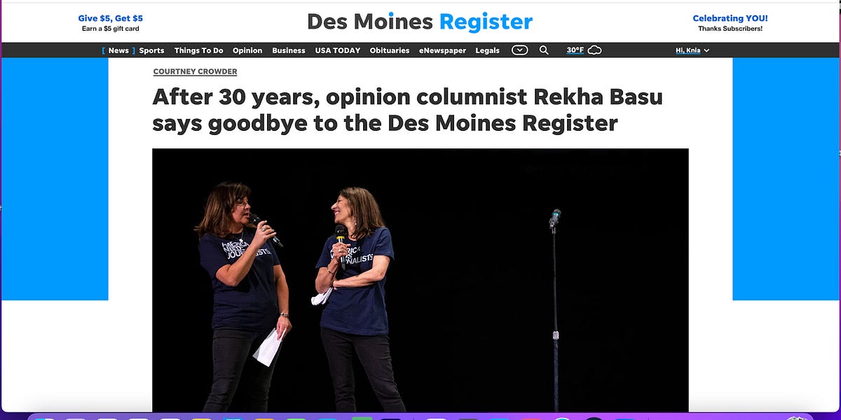 Dear Rekha Basu, - by Robert Leonard