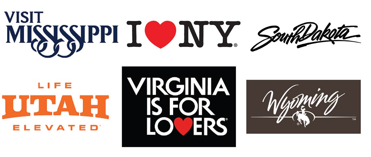 What state tourism logos look like now vs. 10 years ago