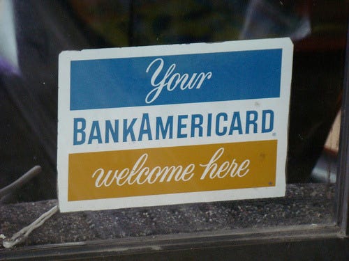 'Your BankAmericard welcome here:' Old sticker offers fascinating ...