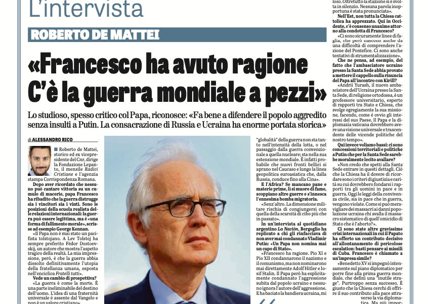 Riportiamo il testo di un ‘intervista di Alessandro Rico a Roberto de ...