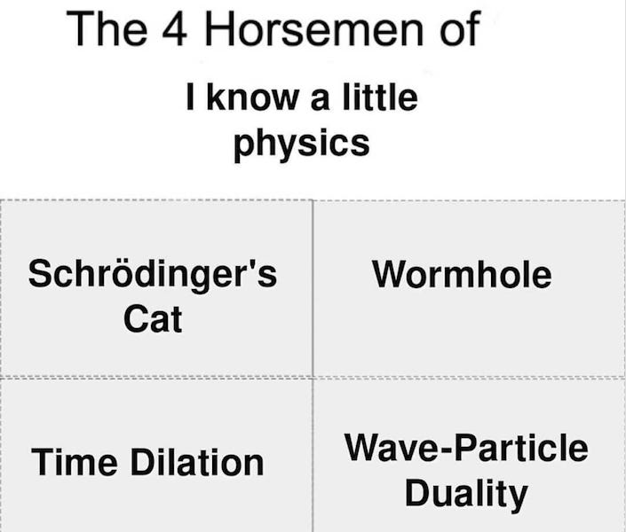The 4 Horsemen of I know a little physics - by Daniel