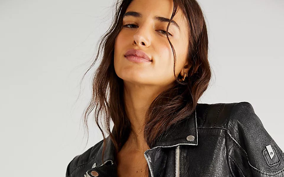 Flash Tuesday: Leather Jacket and a Red Heel