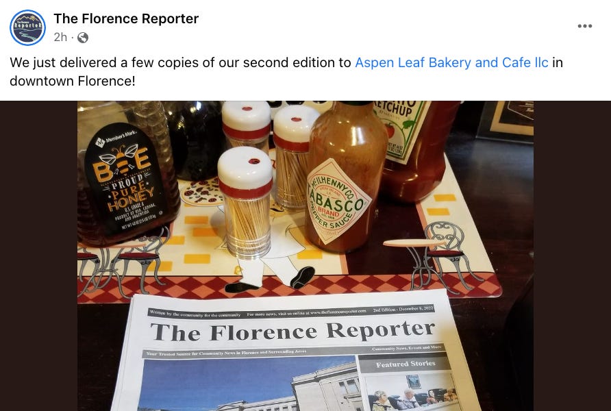🗞 New print newspaper 'Florence Reporter' launches in Southern Colorado