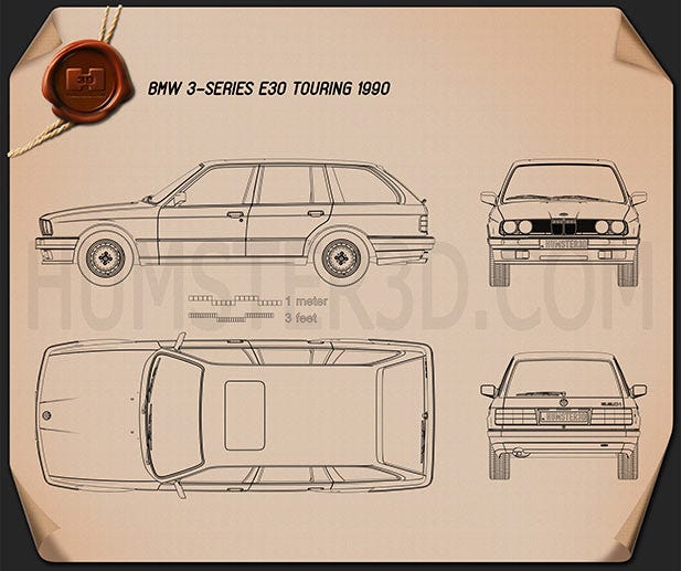 Car clipart lesson: How to draw a BMW E30