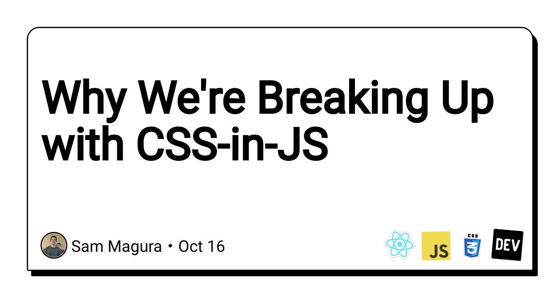 [Korean FE Article] 우리가 CSS-in-JS와 헤어지는 이유