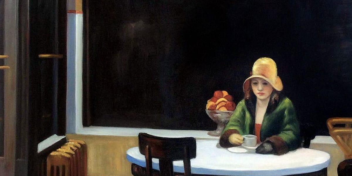 Automat- Edward Hopper - by Dev Das - Metapherse