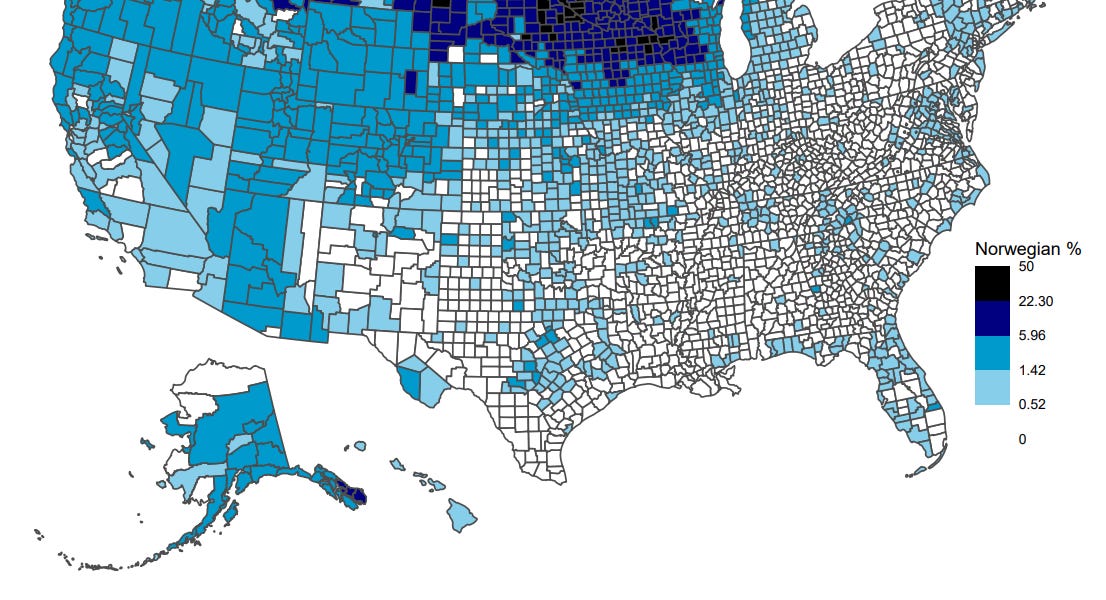 Geographical Distribution of Ancestry in the U.S.