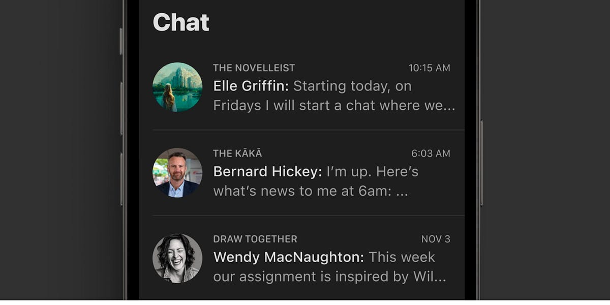 The new Substack chat function is pretty cool