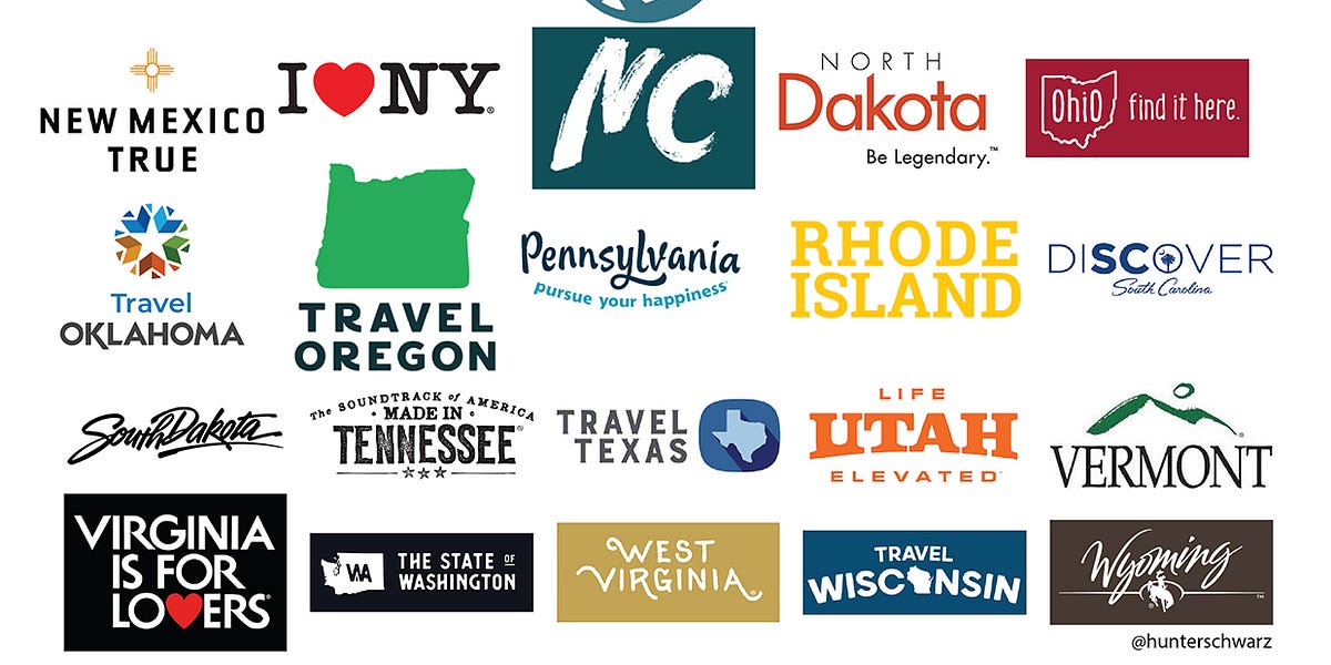 What state tourism logos look like now vs. 10 years ago