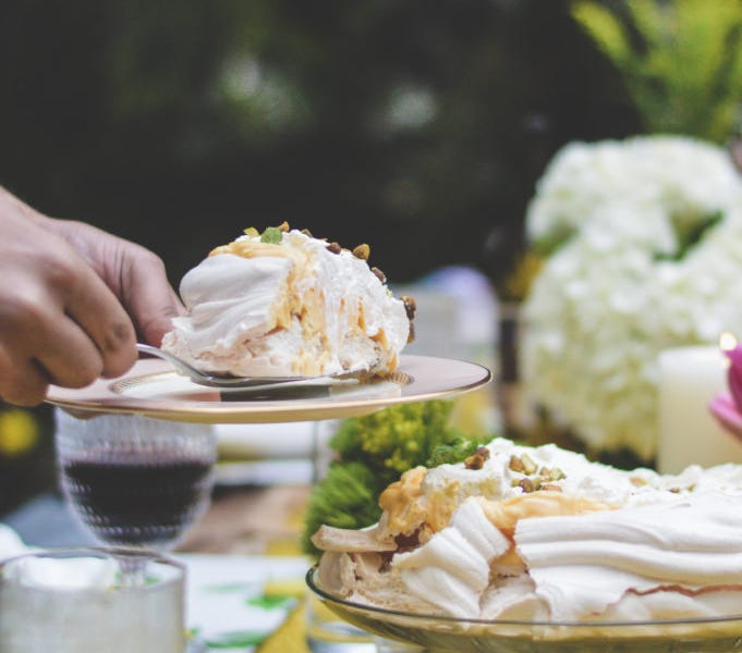 Spring Pavlova with Lemon Cream & Pistachios