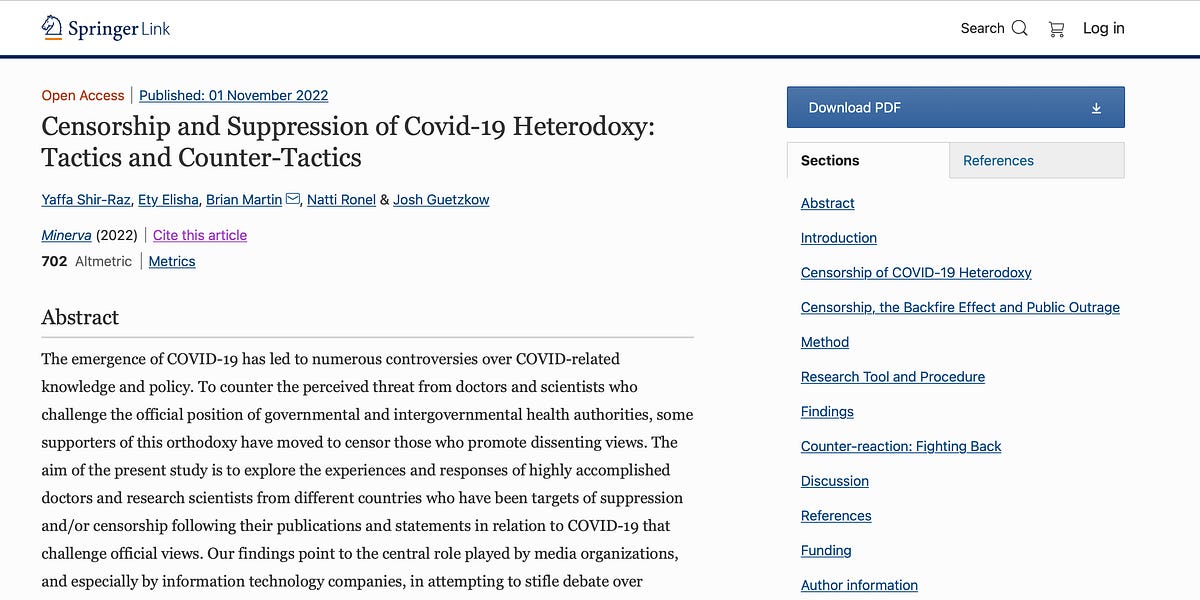 New Study: Censorship of opposing Covid views.