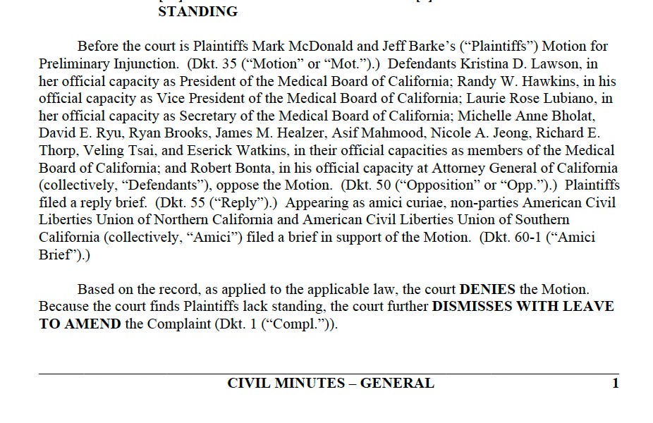 Federal District Judge Slaughters AB 2098 Preliminary Injunction ...