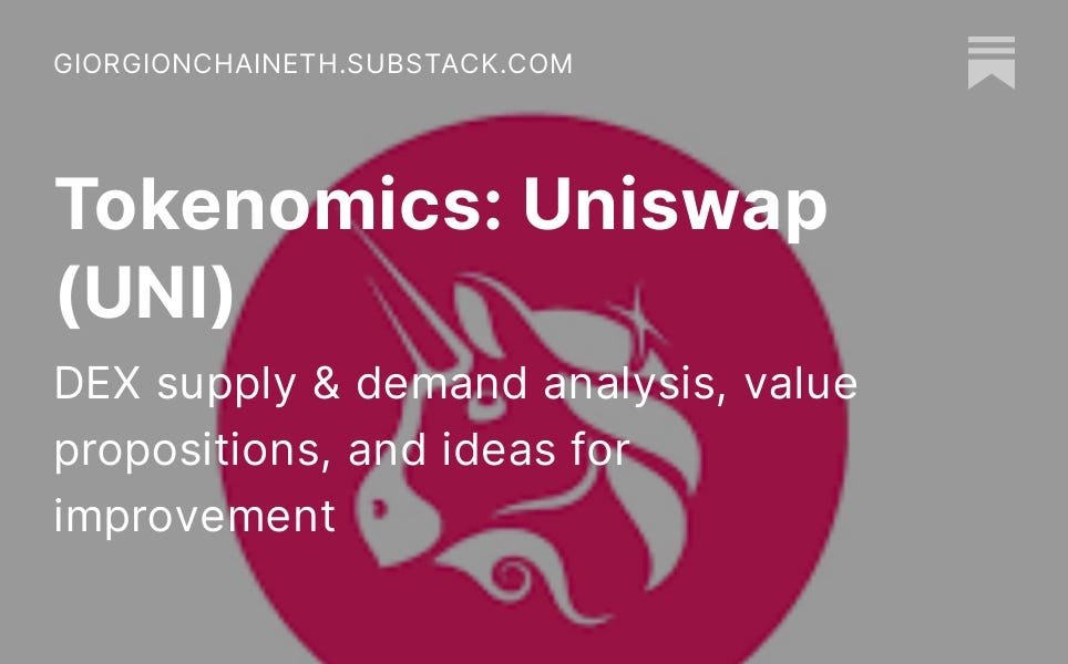 Tokenomics analysis: Uniswap (UNI) - by giorgionchain