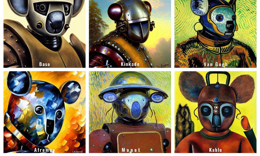 AI Art Experiment: 3 Prompts, 5 Artists - by Daniel Nest