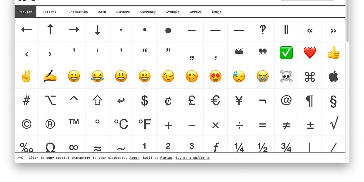 #52 - Tenha a listagem de caracteres especiais e emojis na ponta do dedo