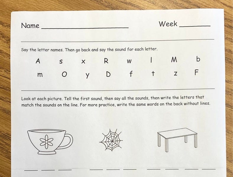 PA/Phonics Practice Sheet - by Randee Bergen
