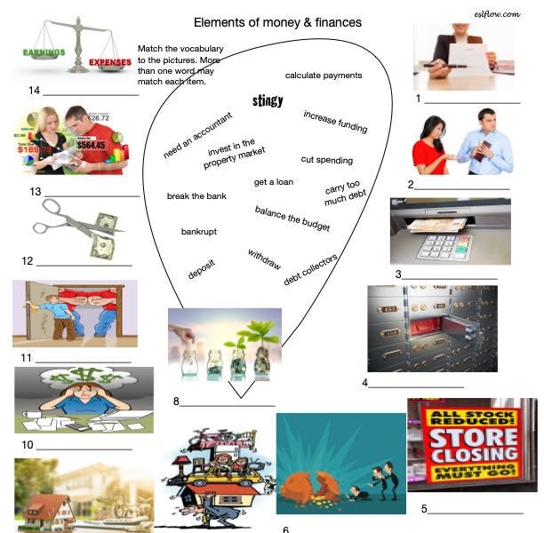 Finances and money vocabulary and speaking