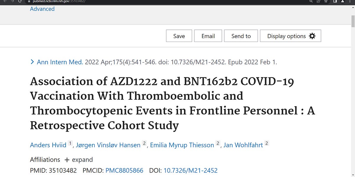 Hviid et al.: "Association of AZD1222 and Pfizer (BNT162b2) COVID-19 ...