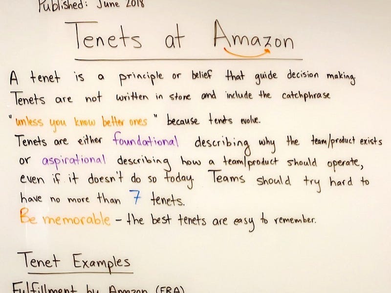 Tenets at Amazon - by Danny Sheridan - Fact of the Day 1